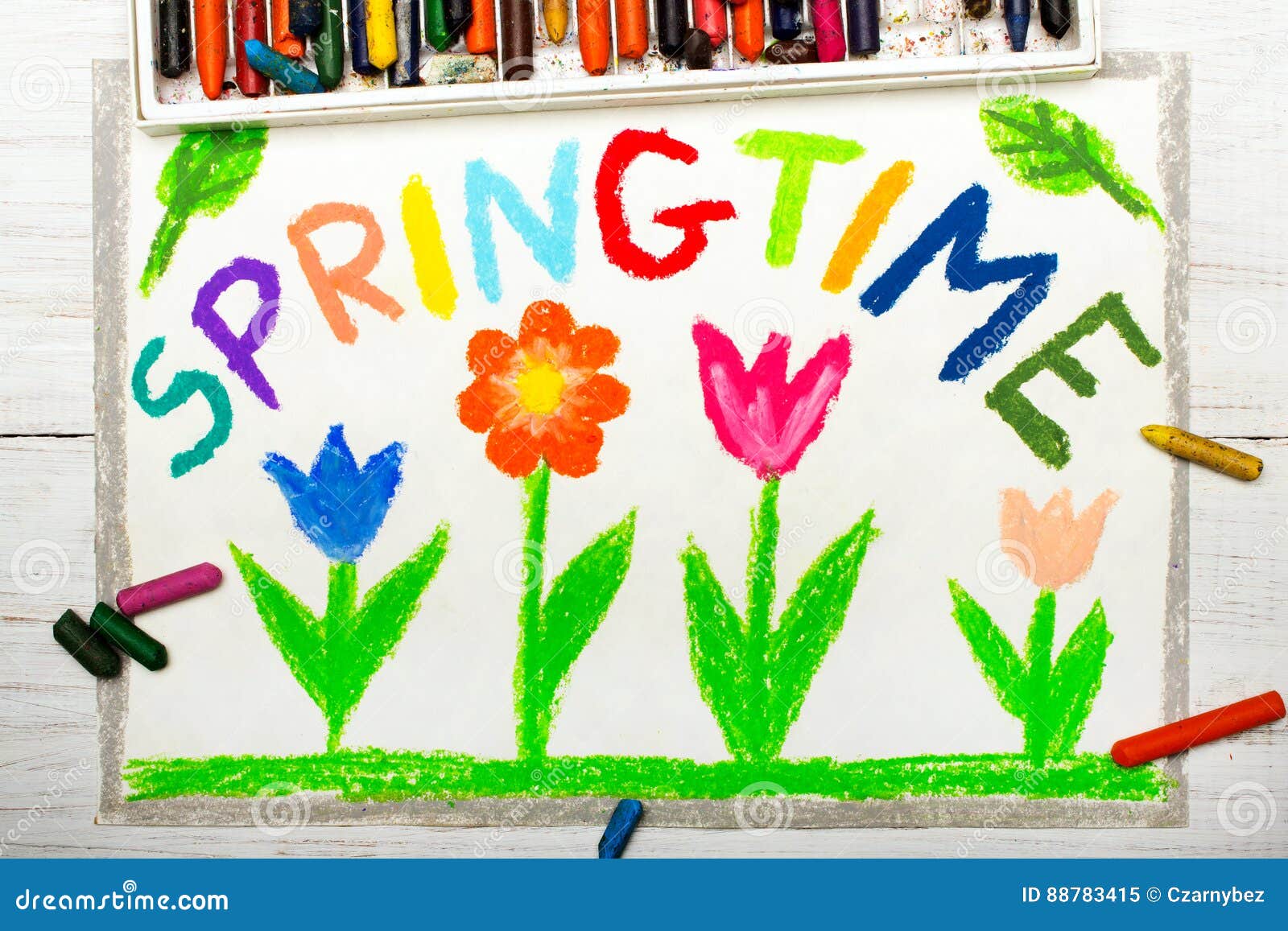Drawing: Word SPRINGTIME and Flowers Stock Illustration - Illustration ...