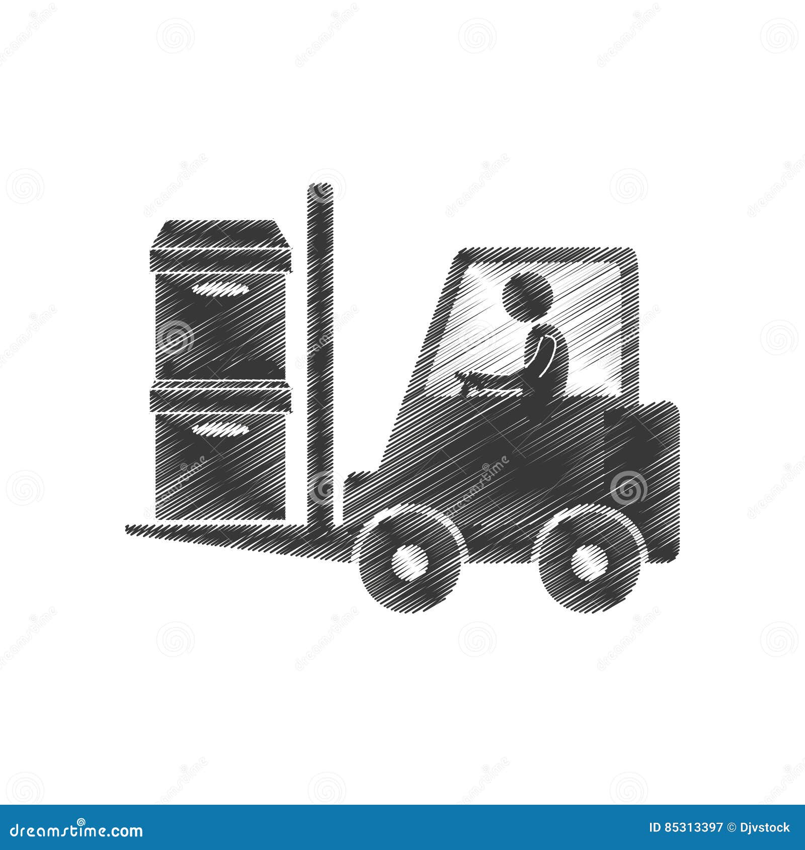 Drawing Worker Forklift Boxes Cargo Figure Pictogram Royalty-Free ...