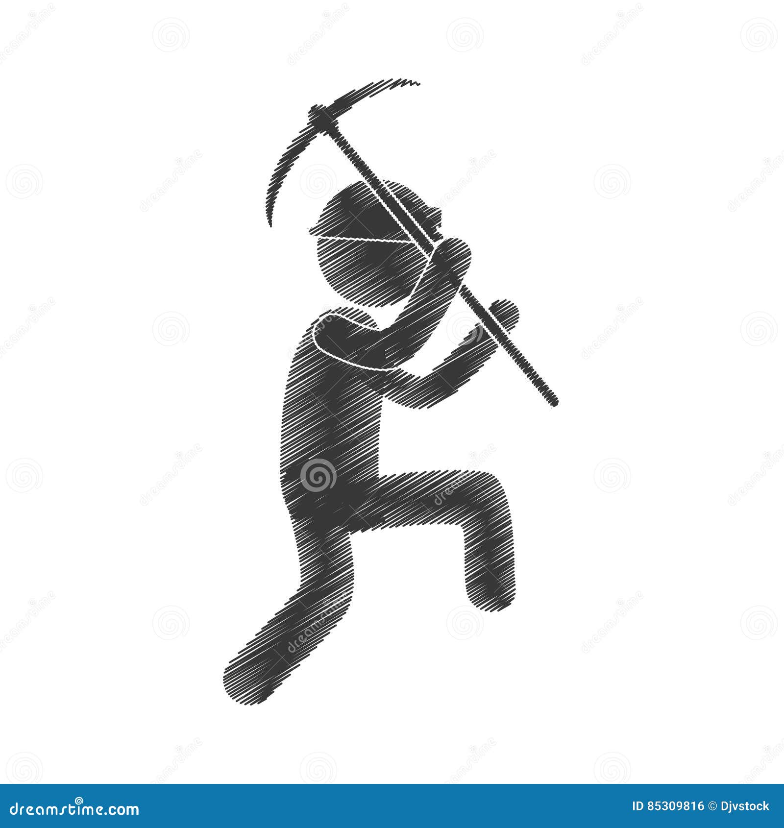 Worker Mining Pick Axe Helmet Light Figure Pictogram Royalty-Free ...