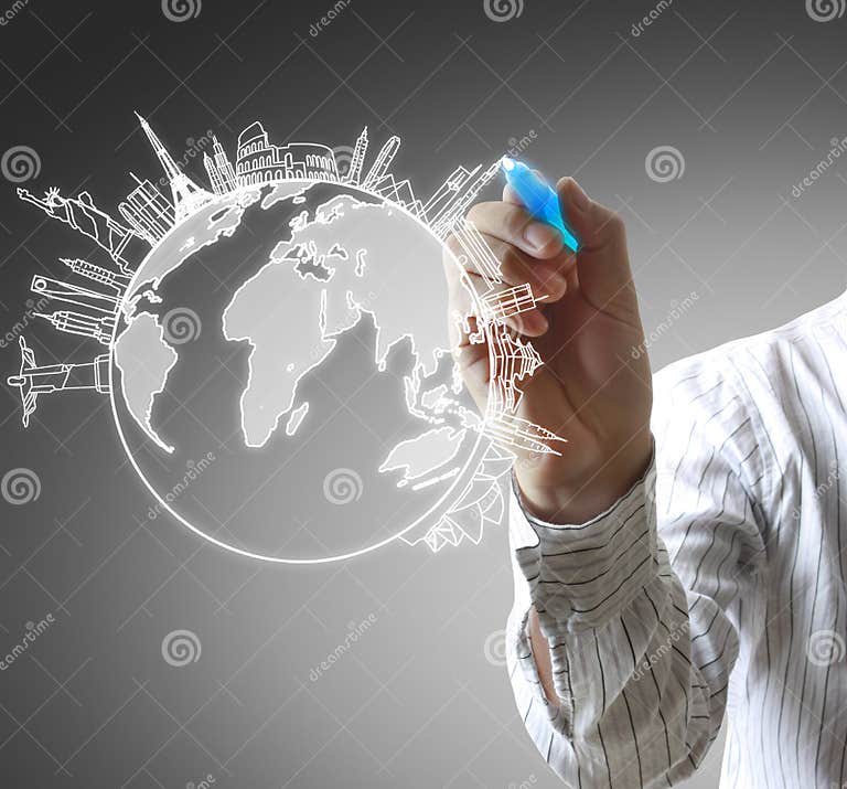 Drawing the World stock image. Image of person, engineer - 24055299