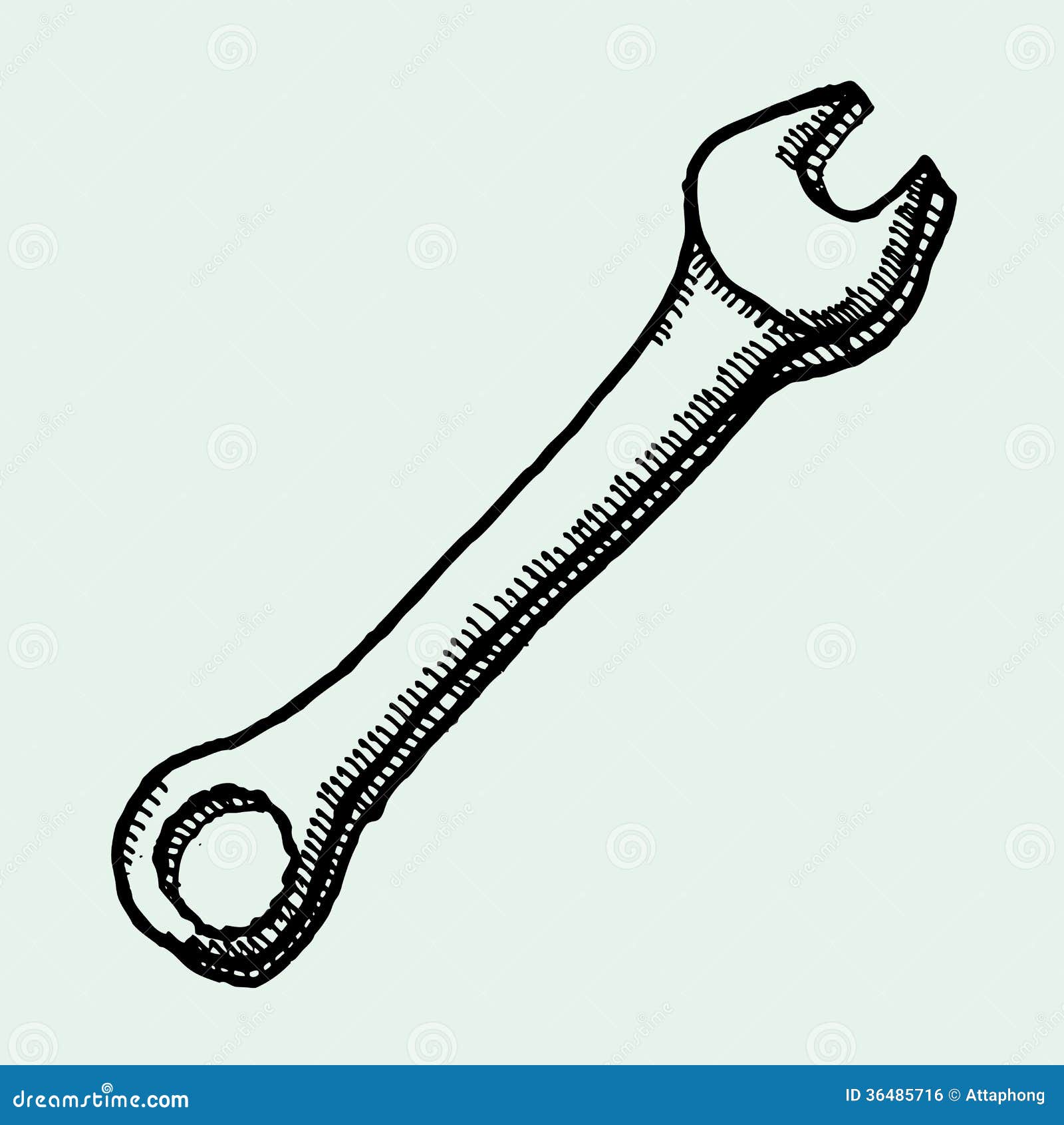 Drawing of wrench vector stock vector. Illustration of white - 36485716