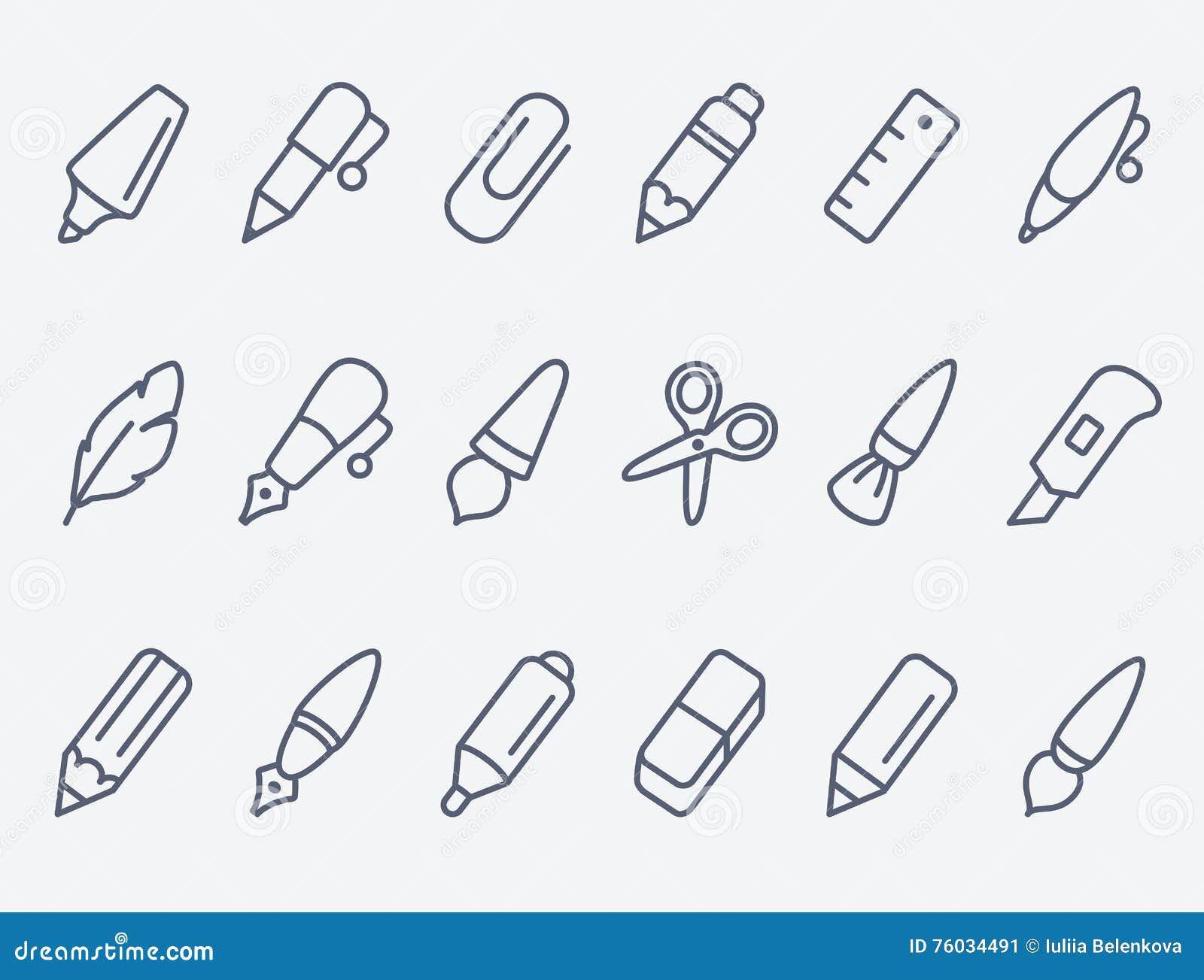 Drawing and Writing Tools Icon Set Stock Vector - Illustration of ...