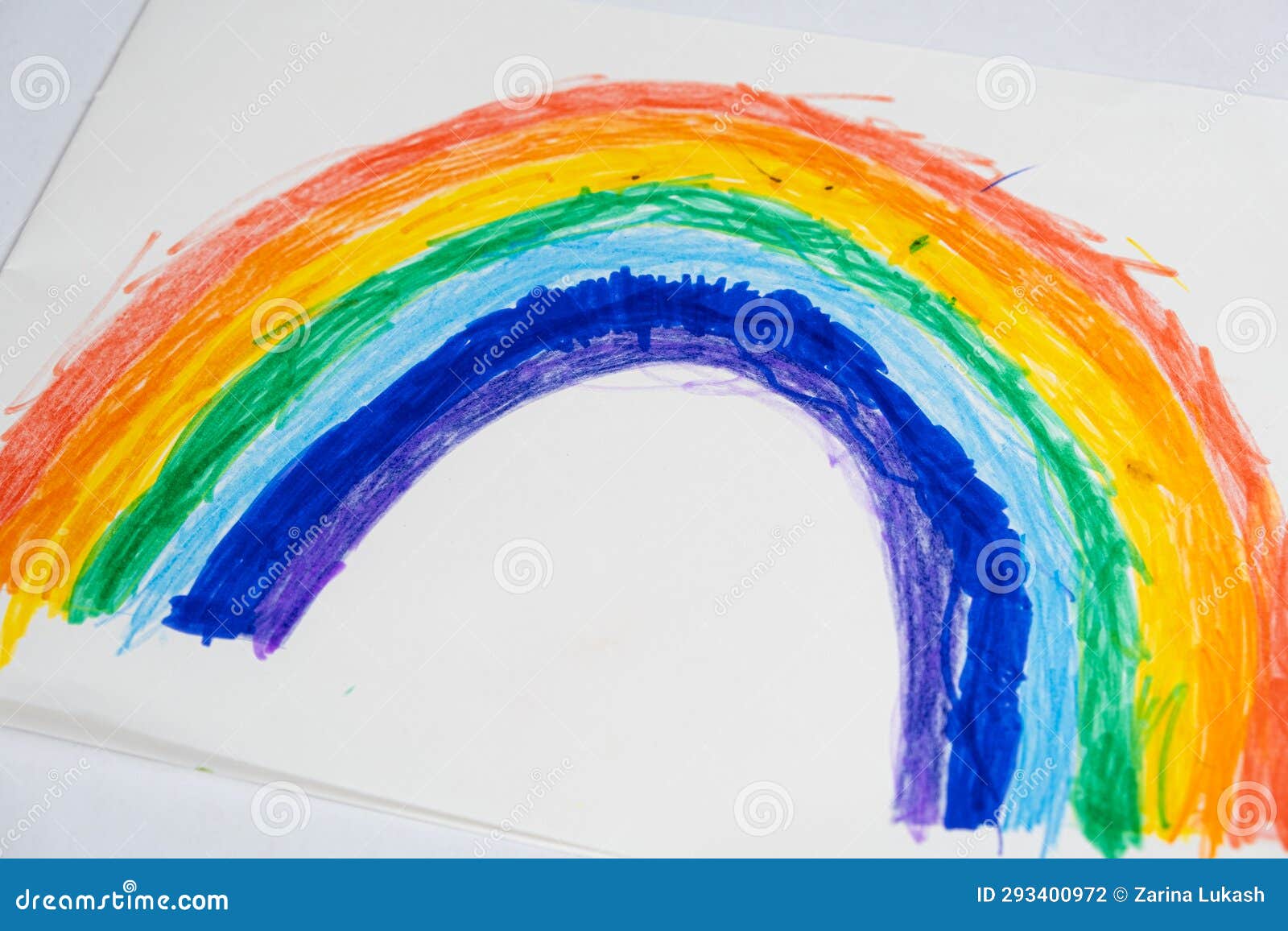 Drawing of a 6 Year Old Child - a Rainbow Drawn with Felt-tip Pens in a ...