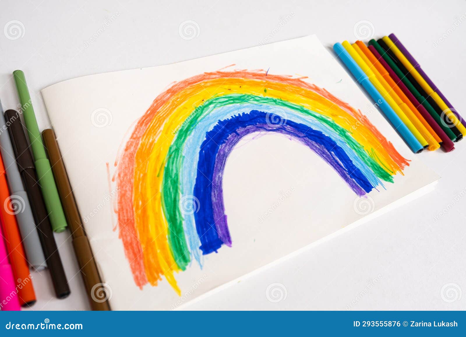 Child's Rainbow Crayon Drawing Stock Photo | CartoonDealer.com #49743624