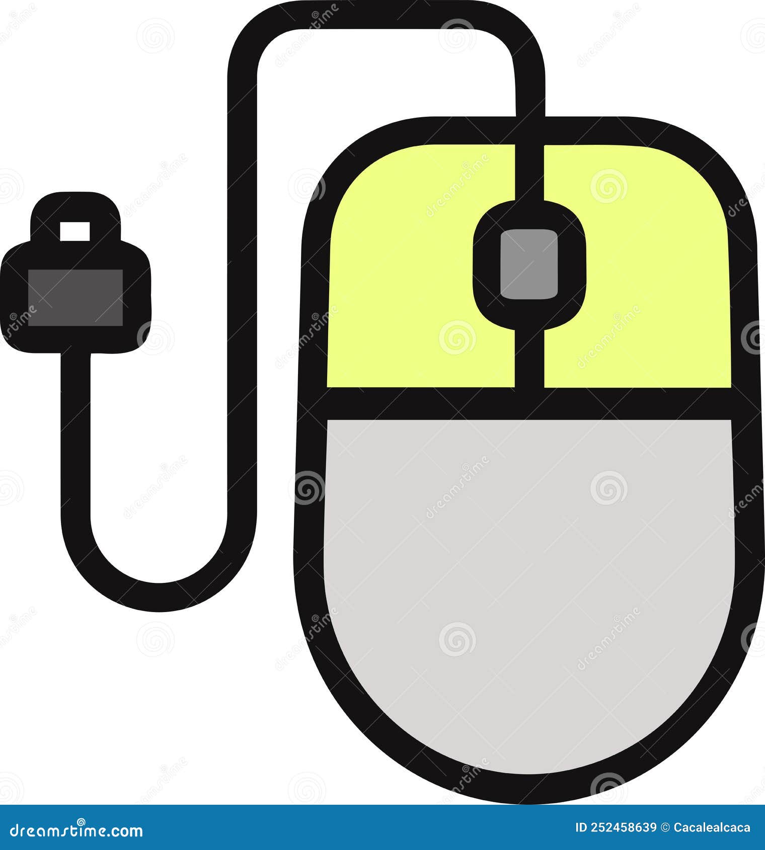 The Drawing of a Yellow Computer Mouse, a Small Hardware Input Device ...