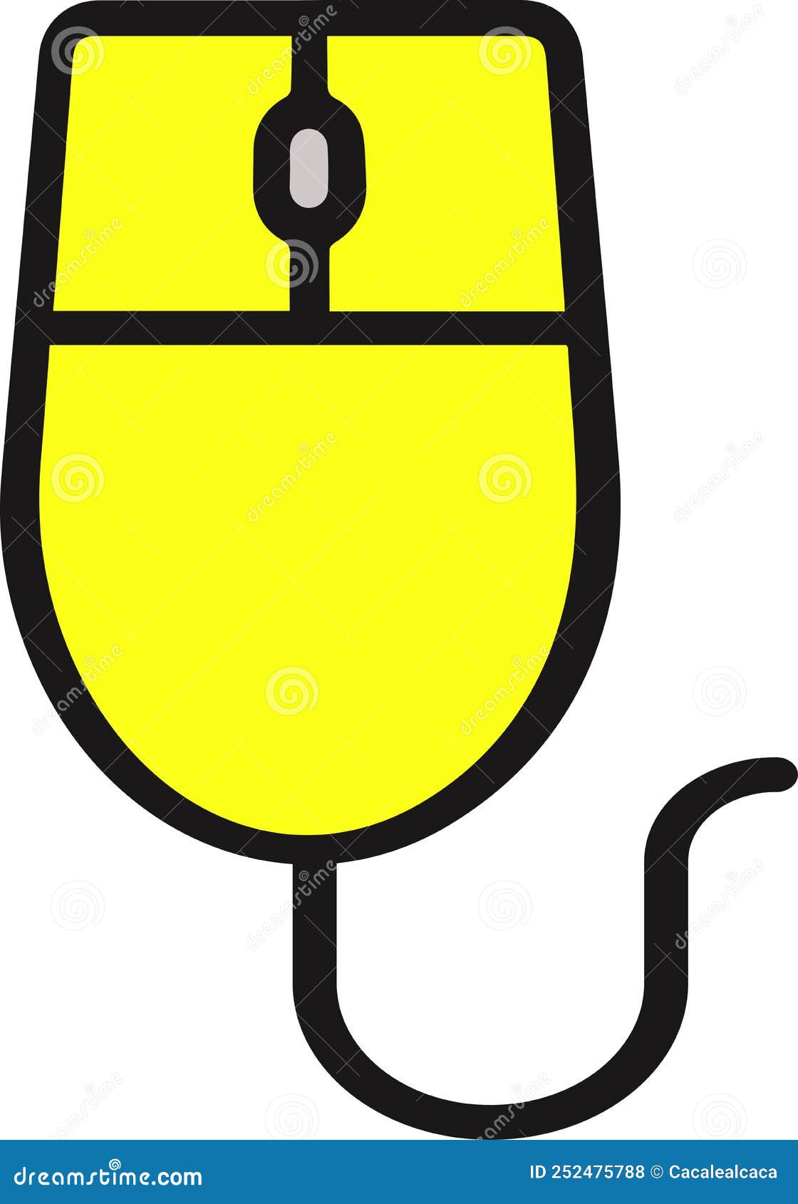 The Drawing of a Yellow Computer Mouse, a Small Hardware Input Device ...
