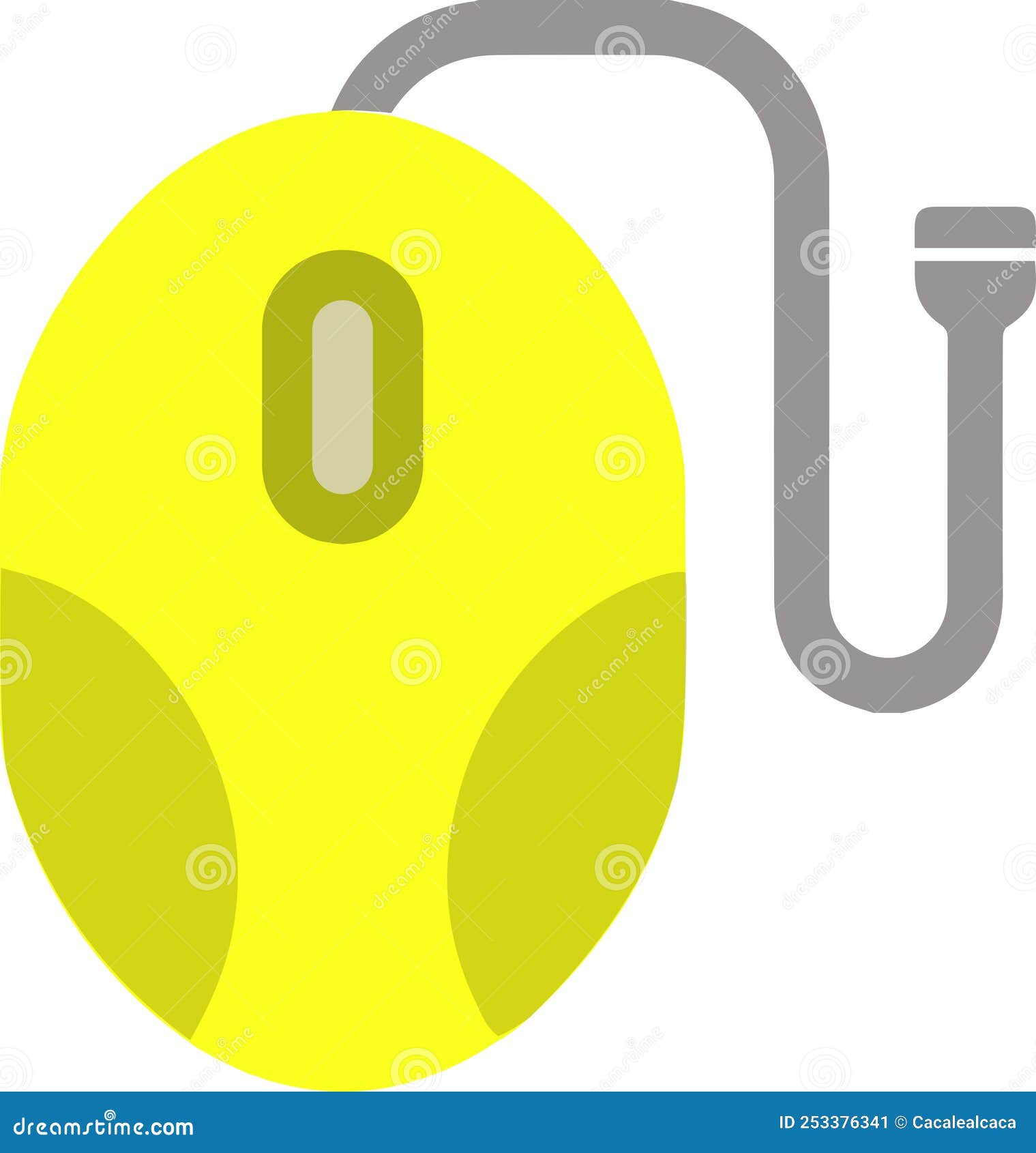 The Drawing of a Yellow Computer Mouse, a Small Hardware Input Device ...