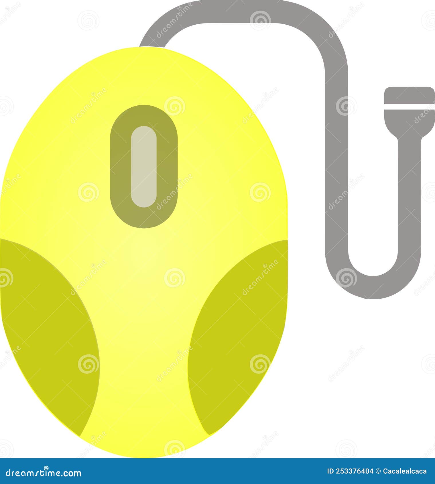 The Drawing of a Yellow Computer Mouse, a Small Hardware Input Device ...