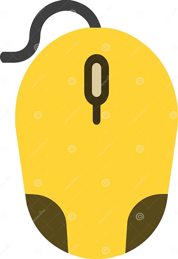 The Drawing of a Yellow Computer Mouse, a Small Hardware Input Device ...