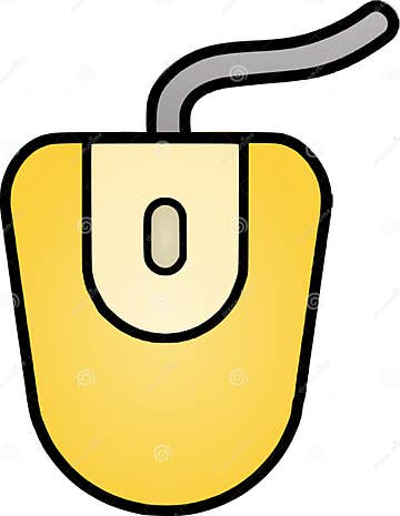 The Drawing of a Yellow Computer Mouse, a Small Hardware Input Device ...