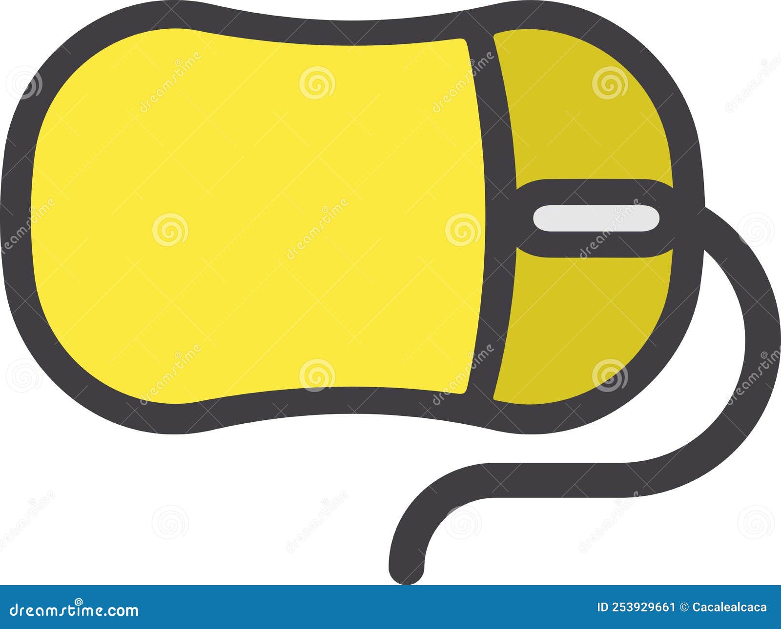 The Drawing of a Yellow Computer Mouse, a Small Hardware Input Device ...