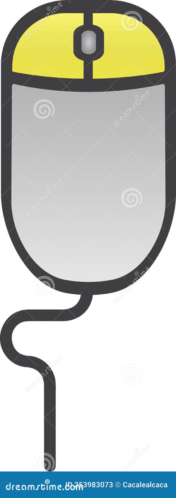 The Drawing of a Yellow Computer Mouse, a Small Hardware Input Device ...