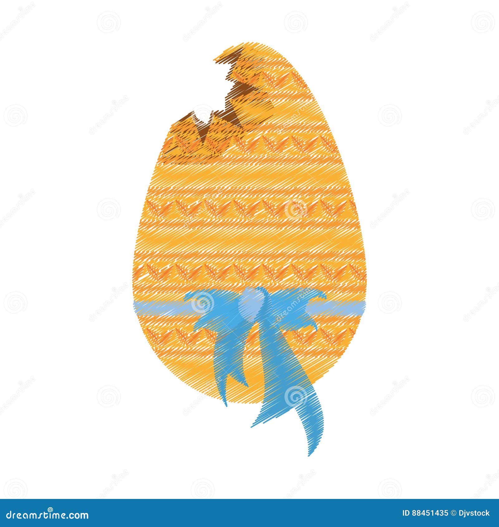 Drawing Yellow Easter Egg Broken Ribbon Stock Illustration ...