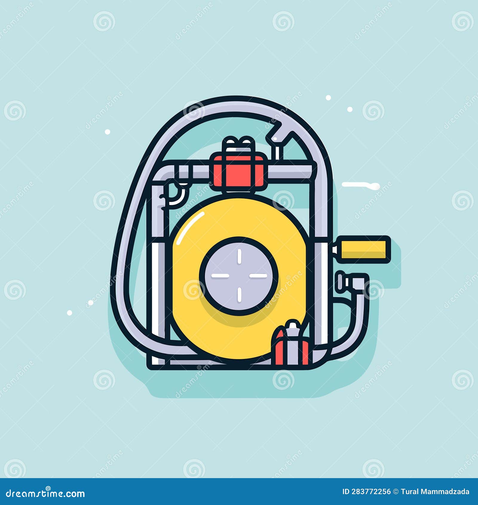 Vector of a Yellow Fire Hydrant with a Hose Connected To it Stock ...