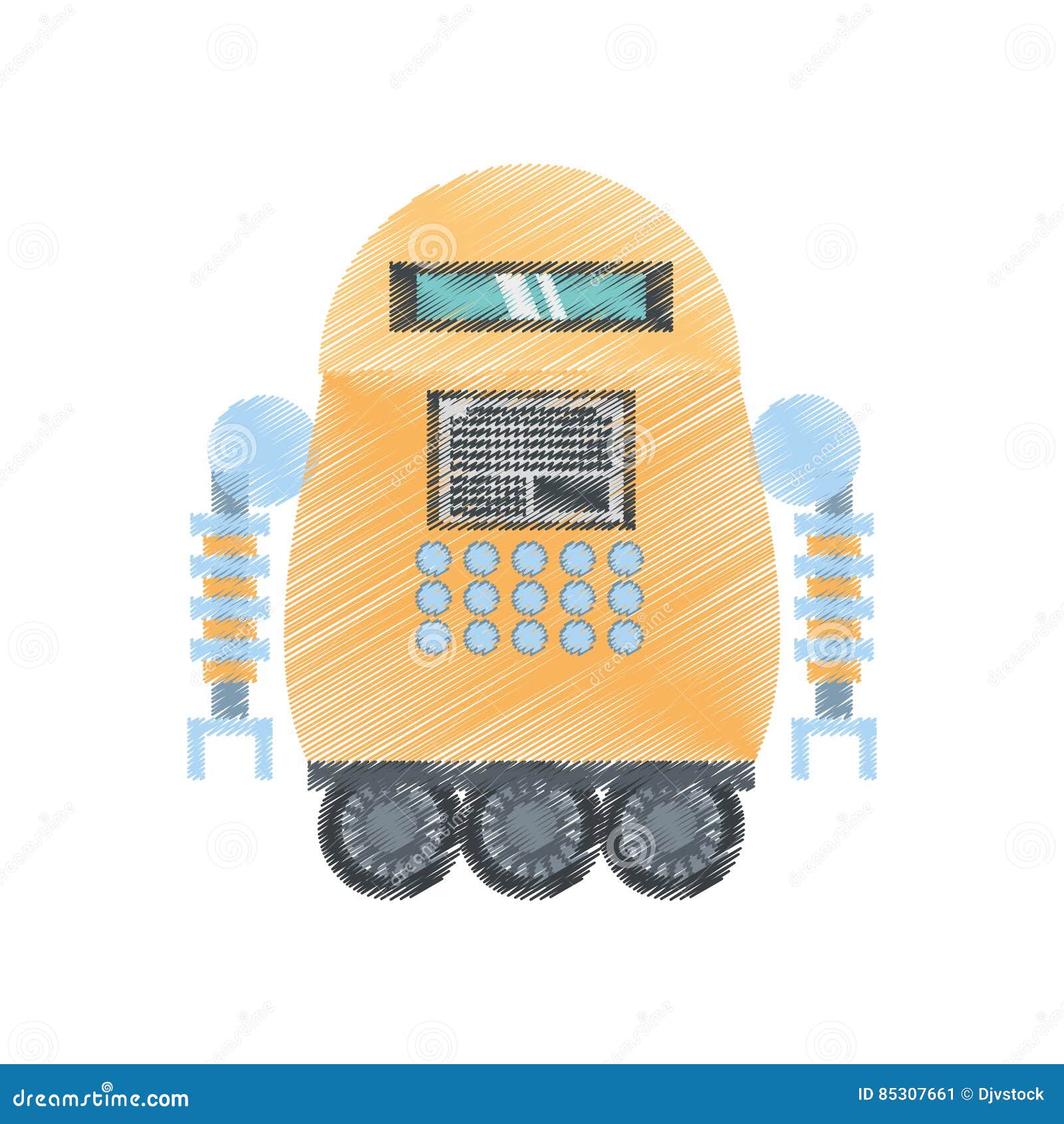 Drawing Yellow Robotic System Engineer Stock Illustration ...