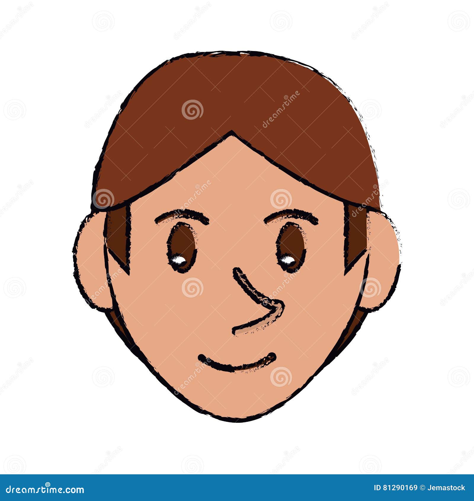 Drawing Young Face Guy Brown Hair Smile Stock Vector - Illustration of ...