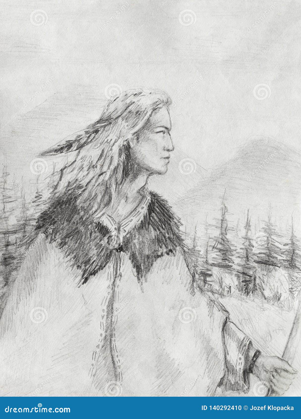 Native American Warrior Sketch