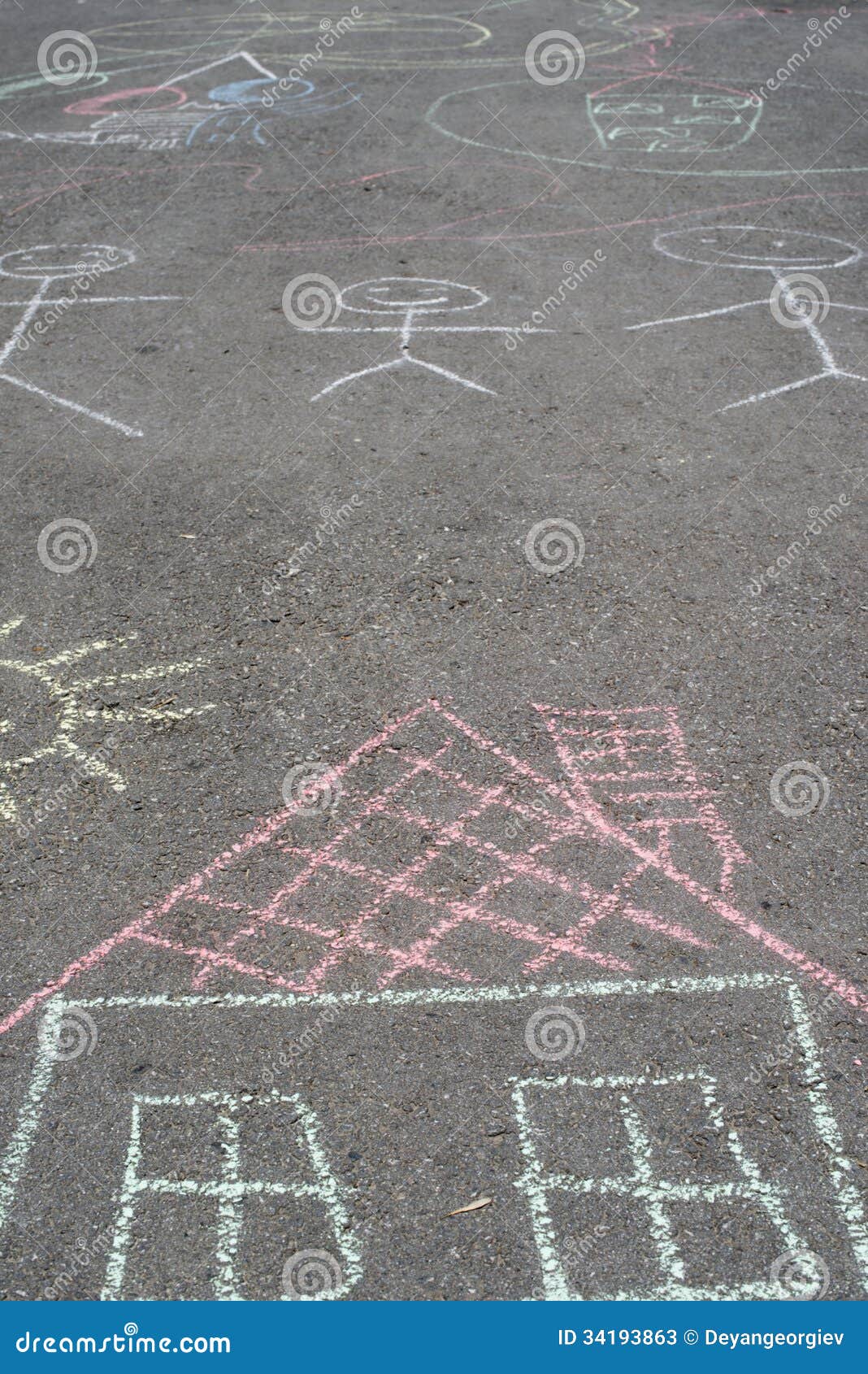 Drawings On The Asphalt For Children`s Play.Hopscotch Court With ...