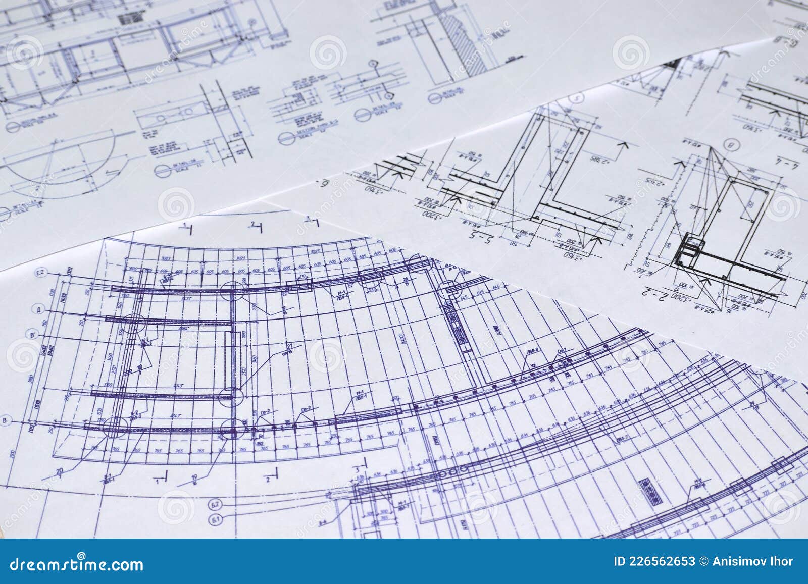 Drawings and Blueprints are Laid Out Throughout the Frame. the Concept of the Developer of ...