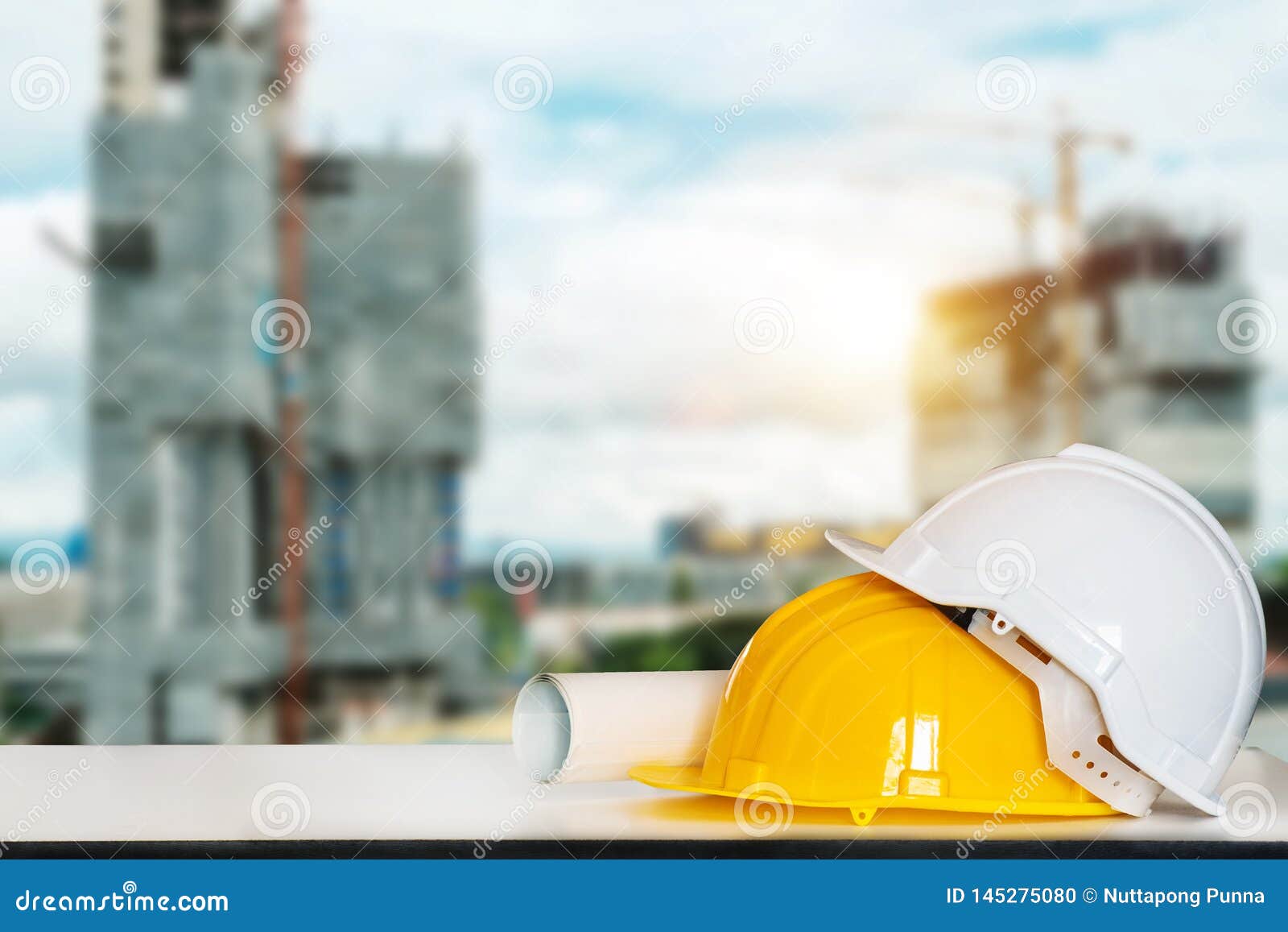 Drawings for Building and Helmet Stock Photo - Image of engineer ...