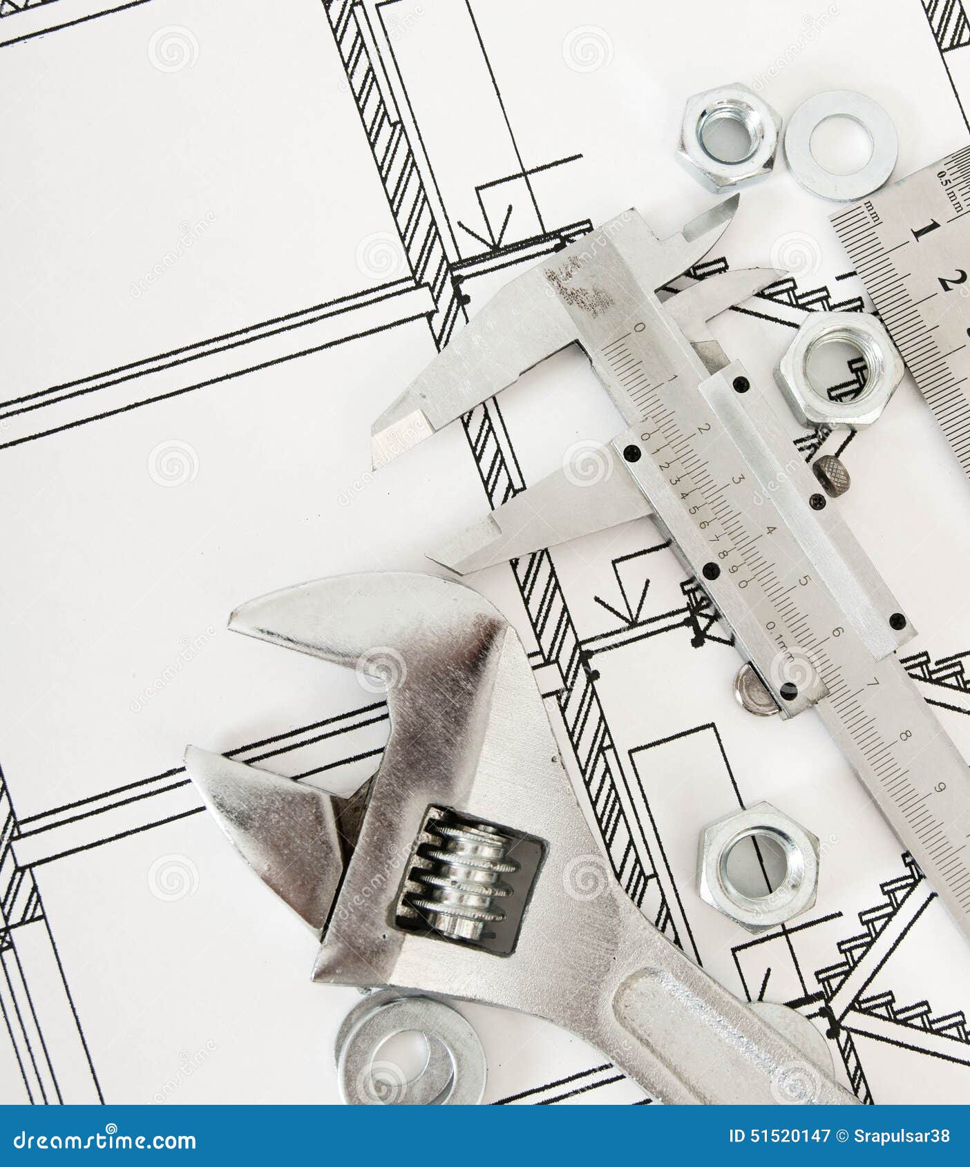 Drawings for Building and Metal Working Tools Stock Image - Image of ...