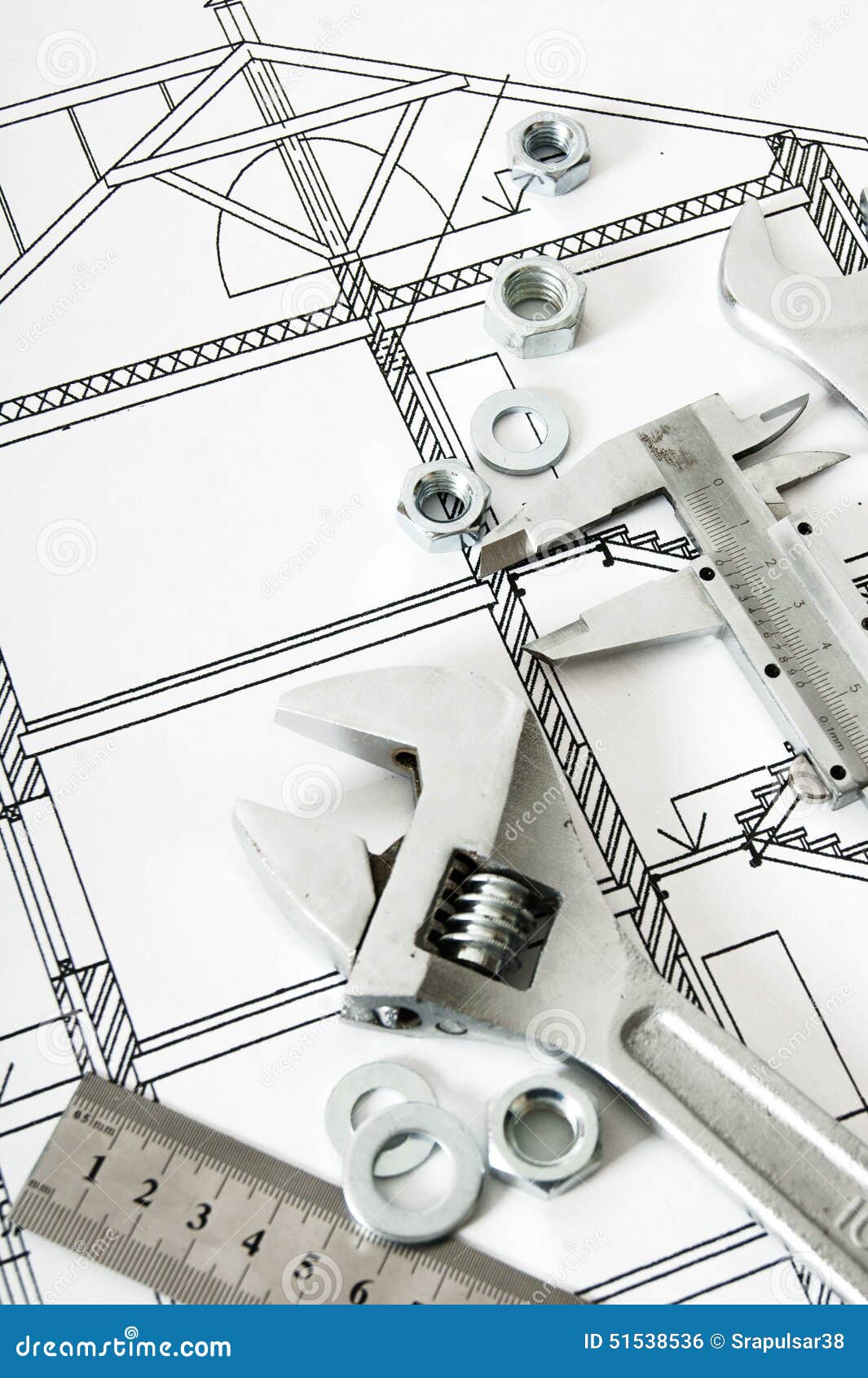 Drawings for Building and Metal Working Tools Stock Photo - Image of ...