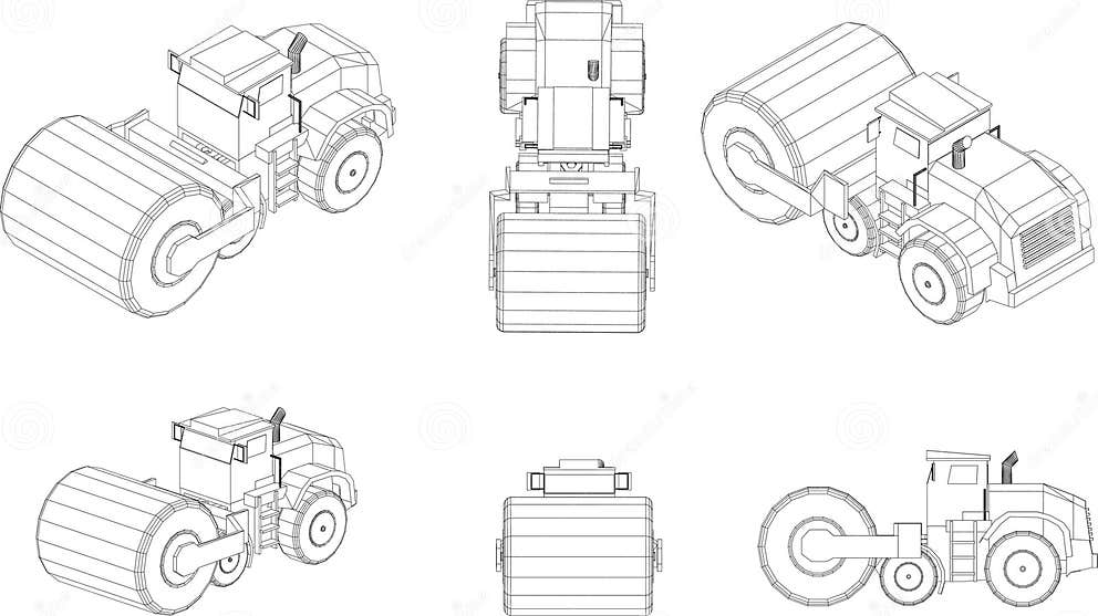 Drawings of Construction Vehicles from Many Angles.,Construction ...