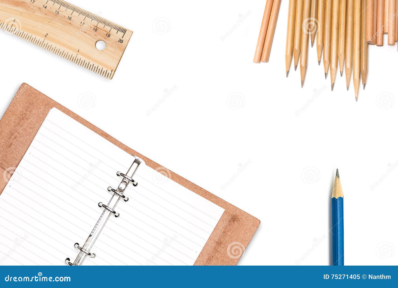 Drawings and Design Tools with Leather Organiser Note Book Stock Image ...