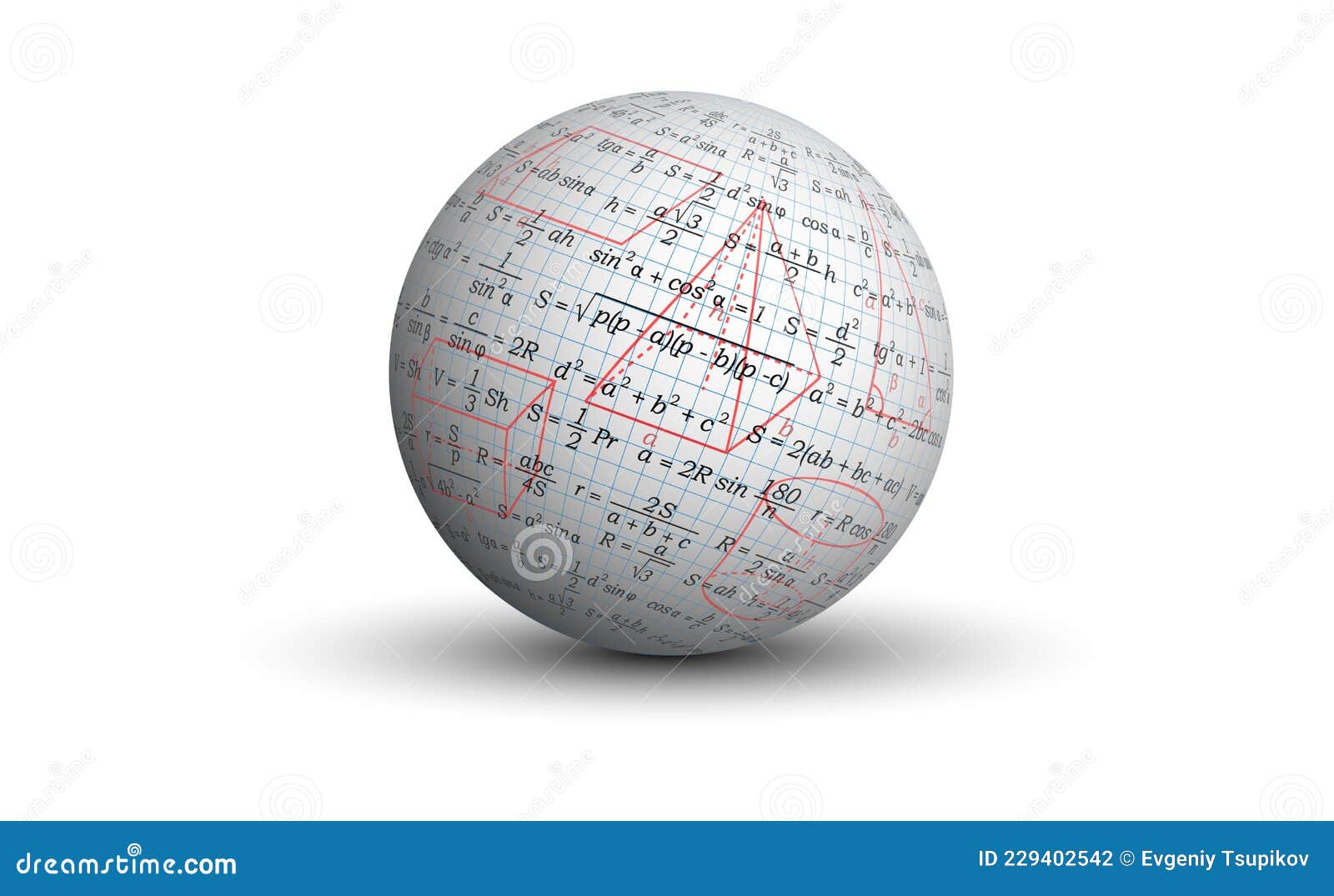 Drawings and Formulas for Geometry on an Isolated Ball Stock Vector ...