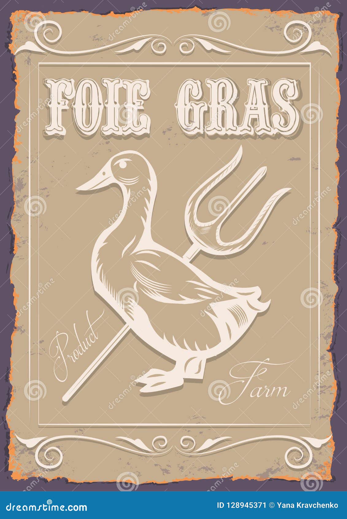 Illustration Vintage Poster With Duck And Foie Gras Stock Vector Illustration Of Drawing