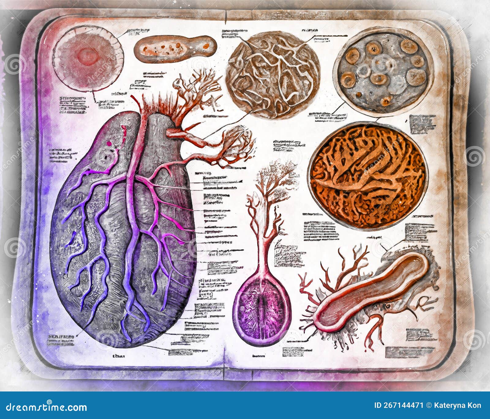 Drawings of Microbes in Antique Book, Illustration Stock Illustration ...