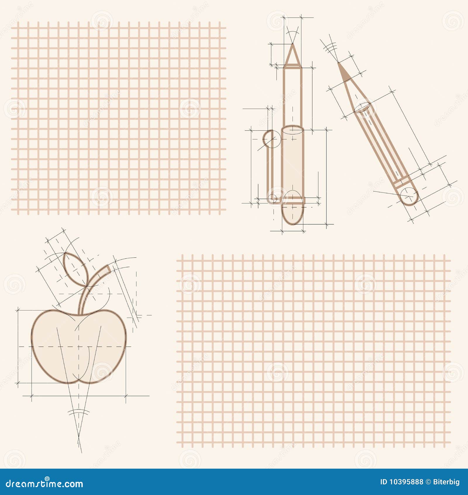 Drawings on notebook sheet stock vector. Illustration of size - 10395888
