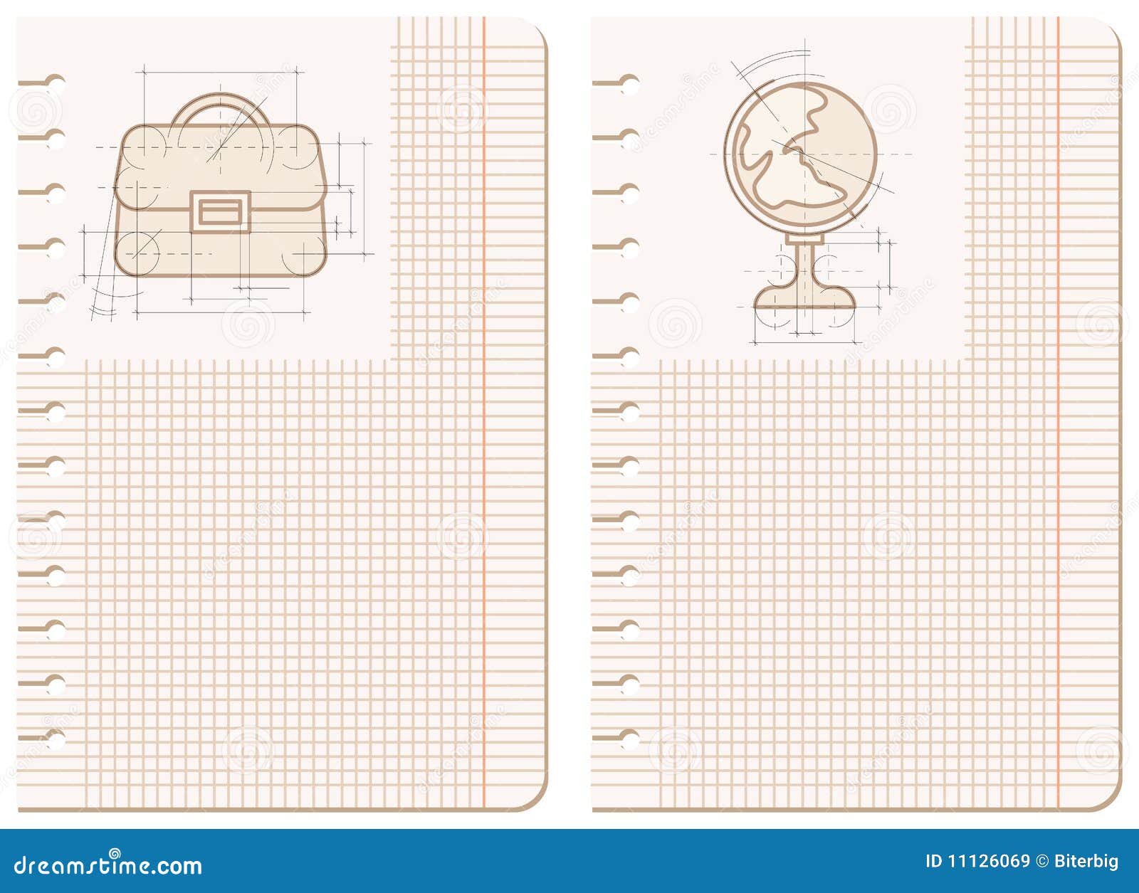 Drawings on notebook sheet stock vector. Illustration of knowledge ...