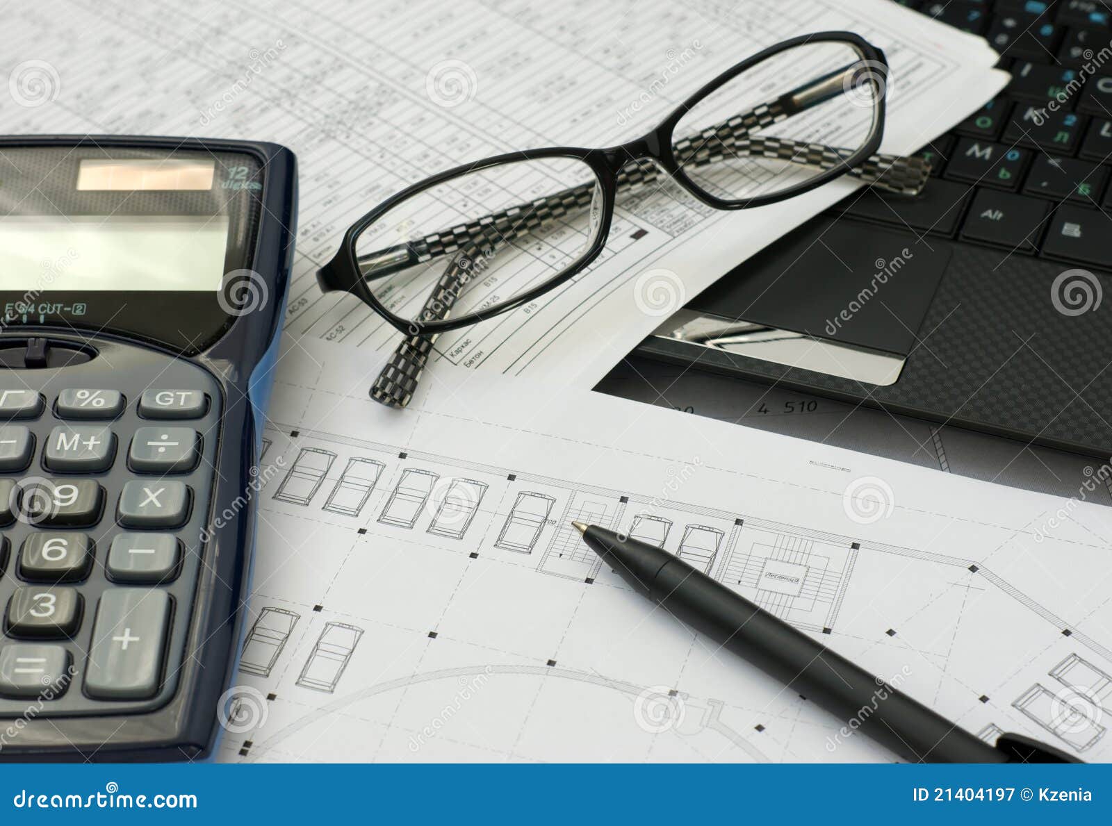 Drawings, pen and glasses stock image. Image of business - 21404197