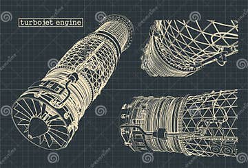 Drawings of a Powerful Turbojet Engine Stock Vector - Illustration of ...