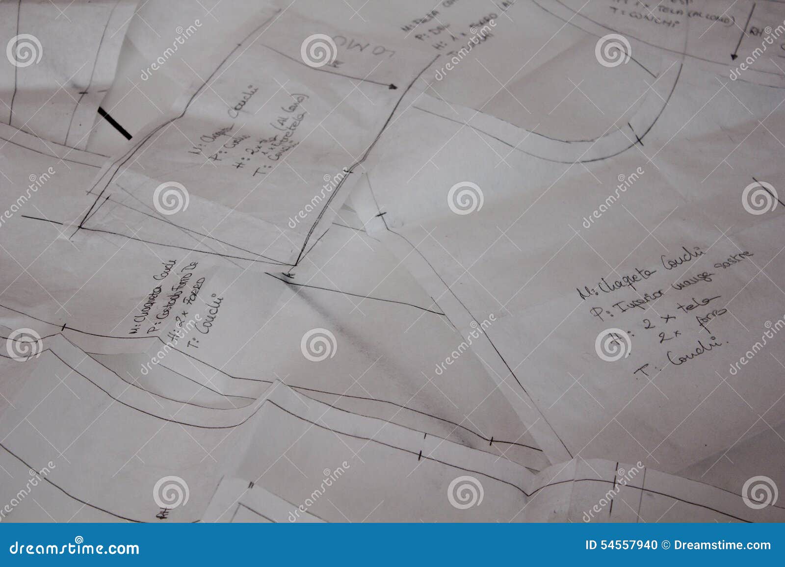 Drawings of Sewing Patterns Stock Photo - Image of closeup, crafts ...