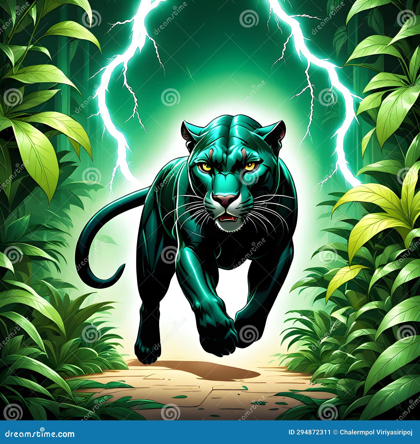 Drawings about a Sleek and Powerful Panther Sprinting through a Dense ...