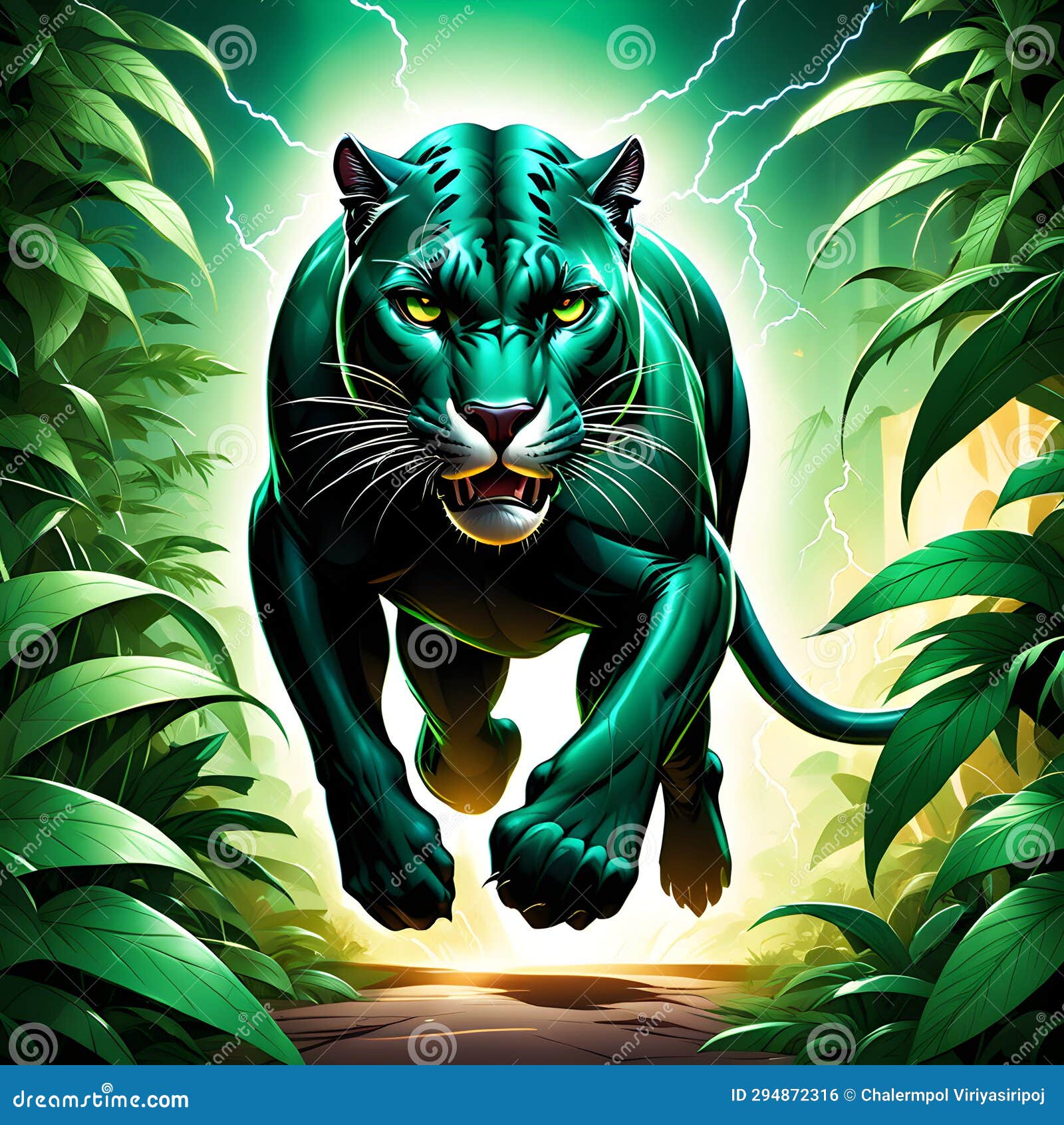 Drawings about a Sleek and Powerful Panther Sprinting through a Dense ...