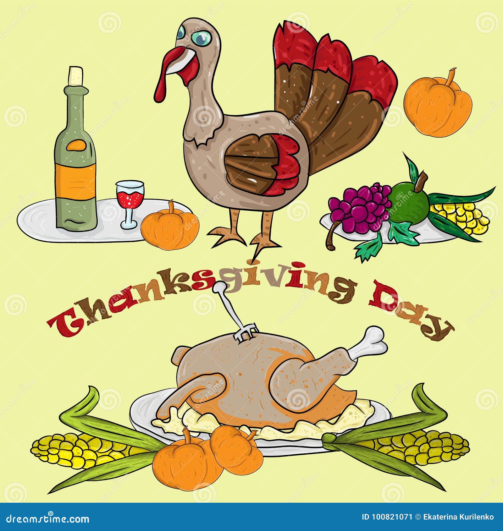 Drawings for the Thanksgiving Day Stock Vector - Illustration of ...