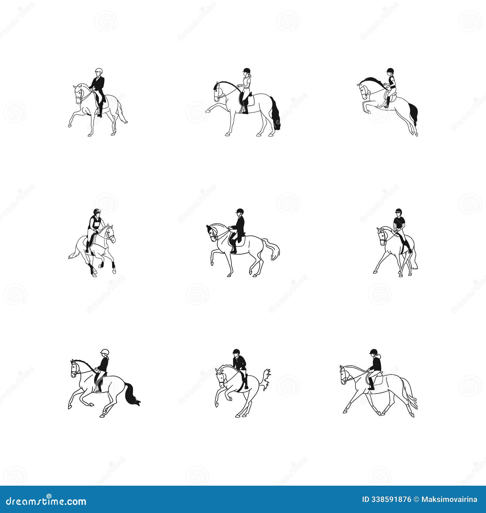 Drawings on the Theme of Horse Riding Stock Illustration - Illustration ...