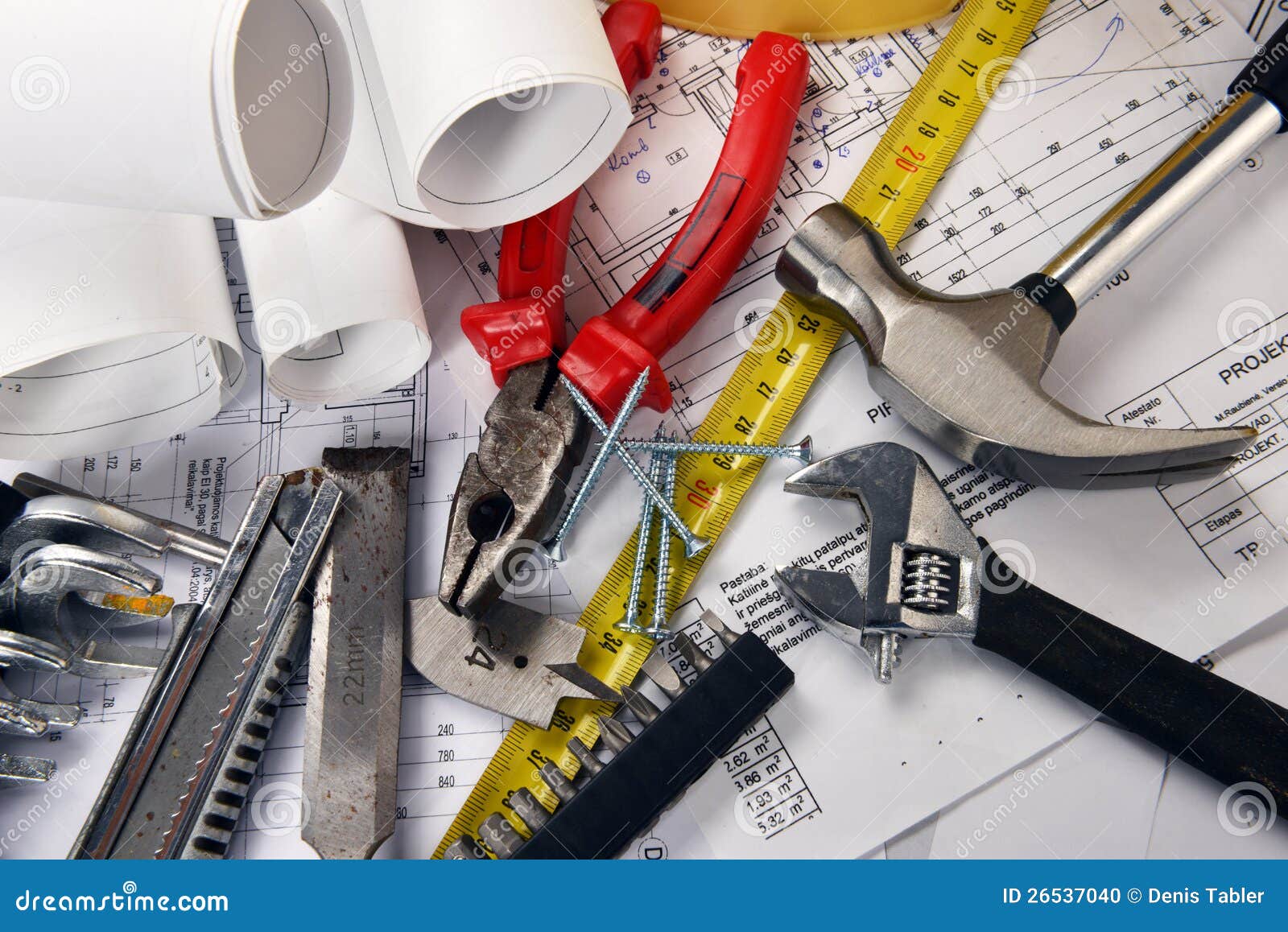 Drawings and tools stock photo. Image of objects, measure - 26537040