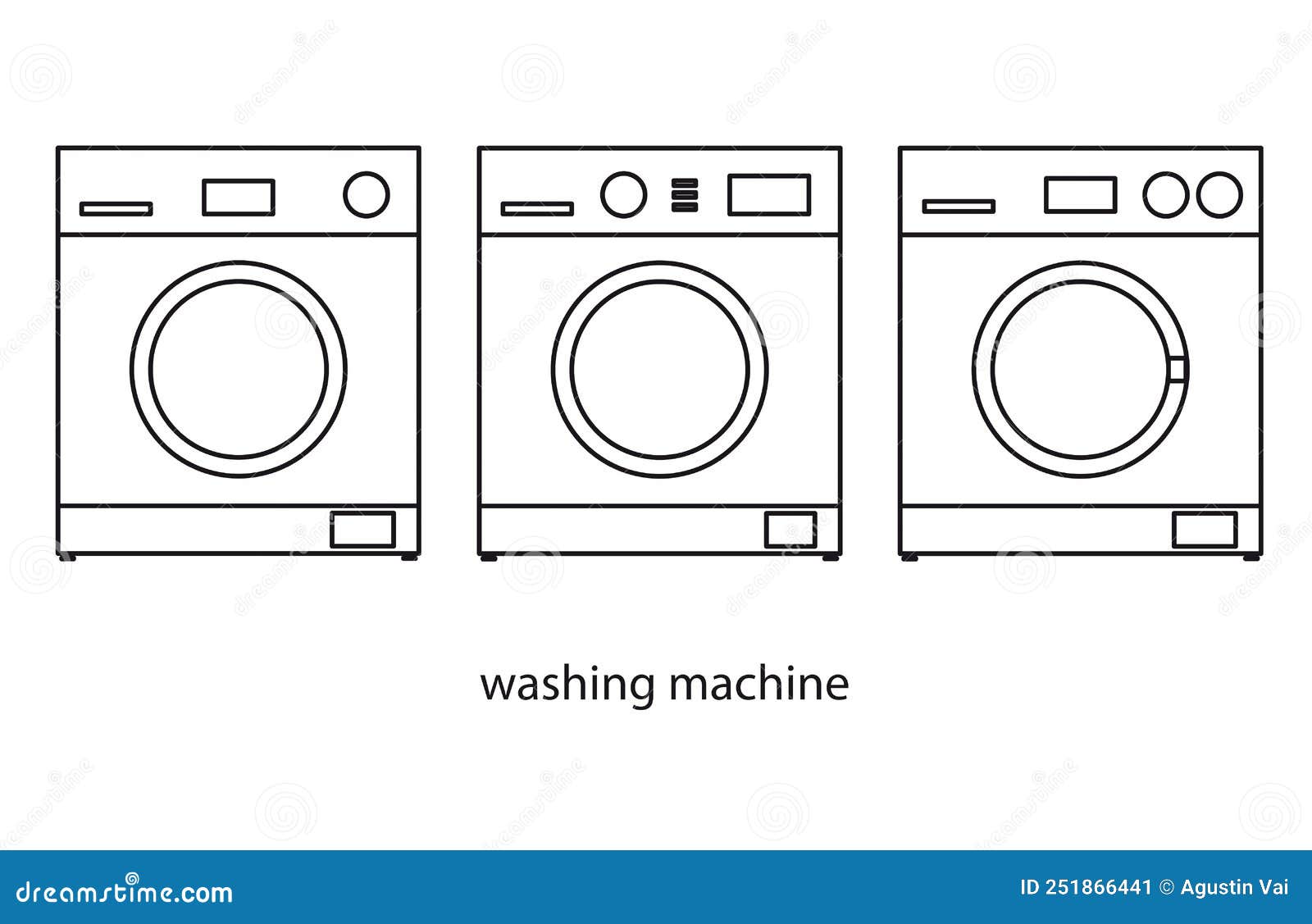 Drawings of Washing Machines in Black Lines Stock Vector - Illustration ...