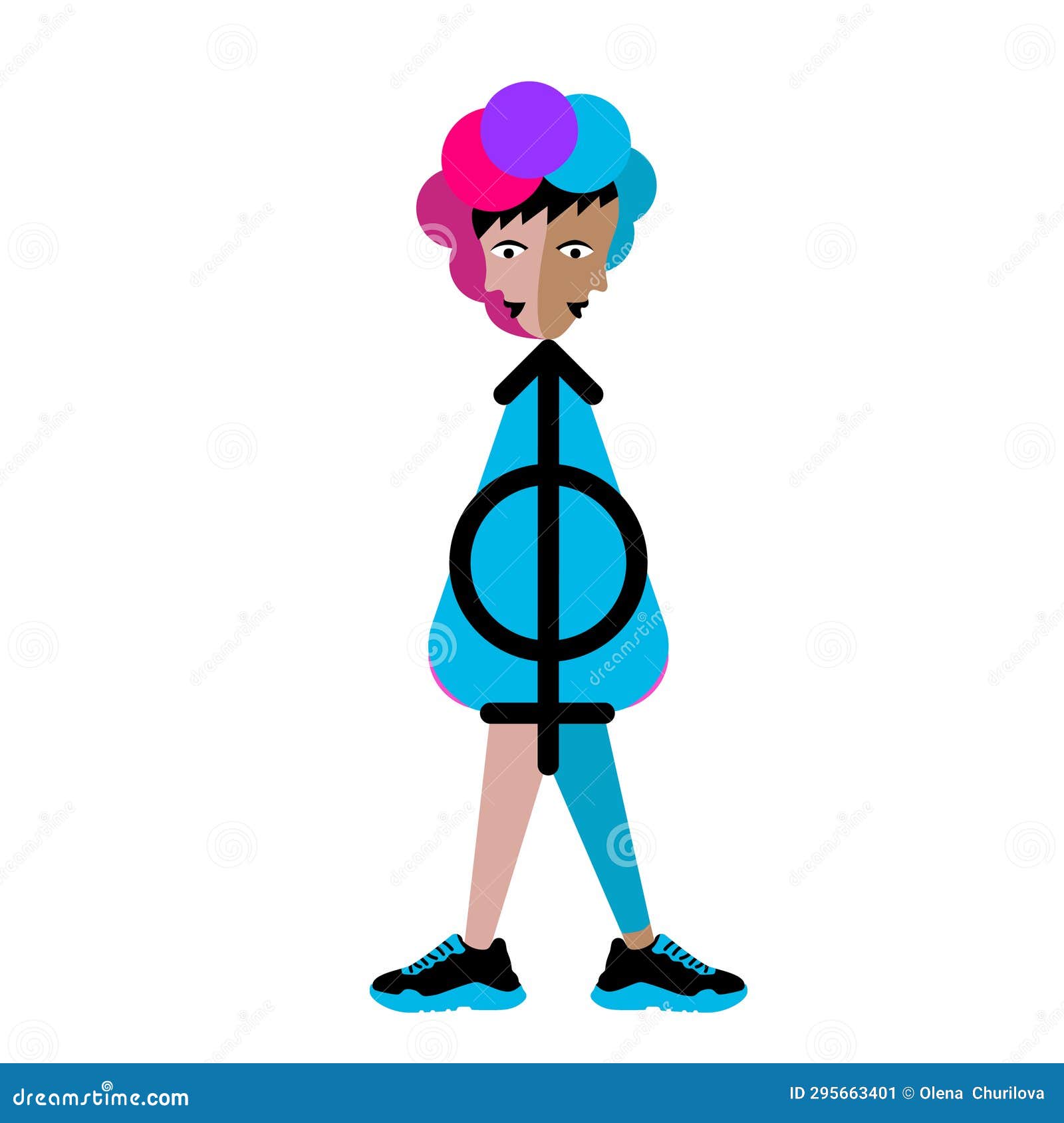Drawn Abstract Image of an Androgyne Man. Androgyne Symbols Stock ...