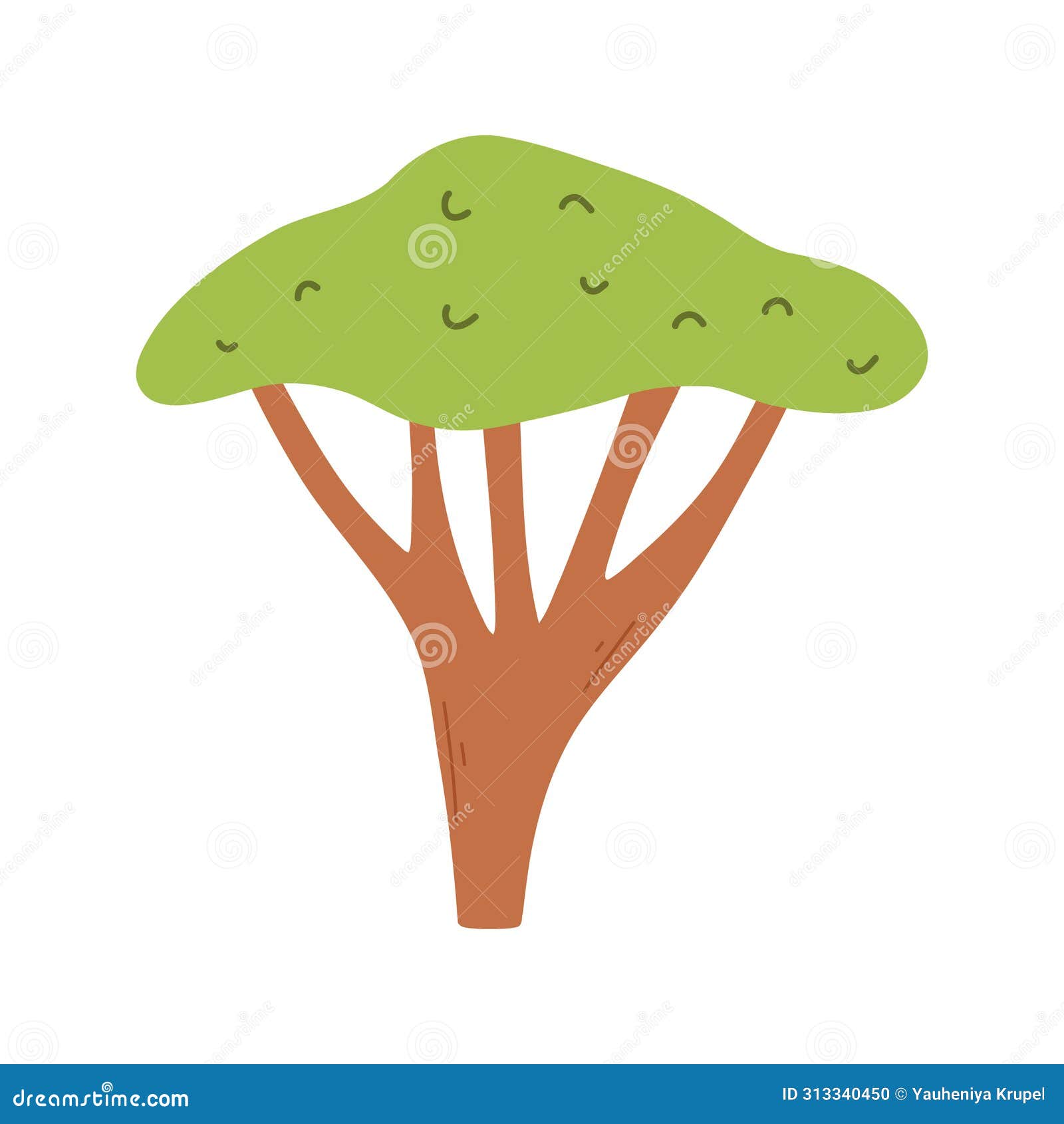 Drawn African Trees Isolated on a White Background. Stock Illustration ...