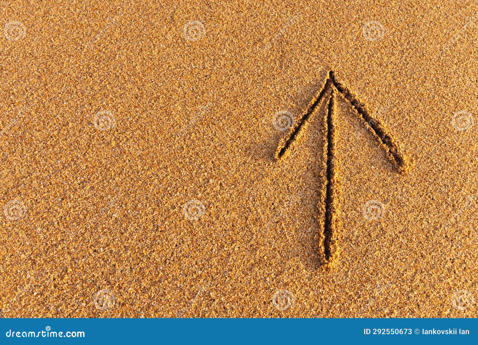 Drawn Arrow on the Sand. Drawing of an Arrow Sign Pointing Up, Path ...