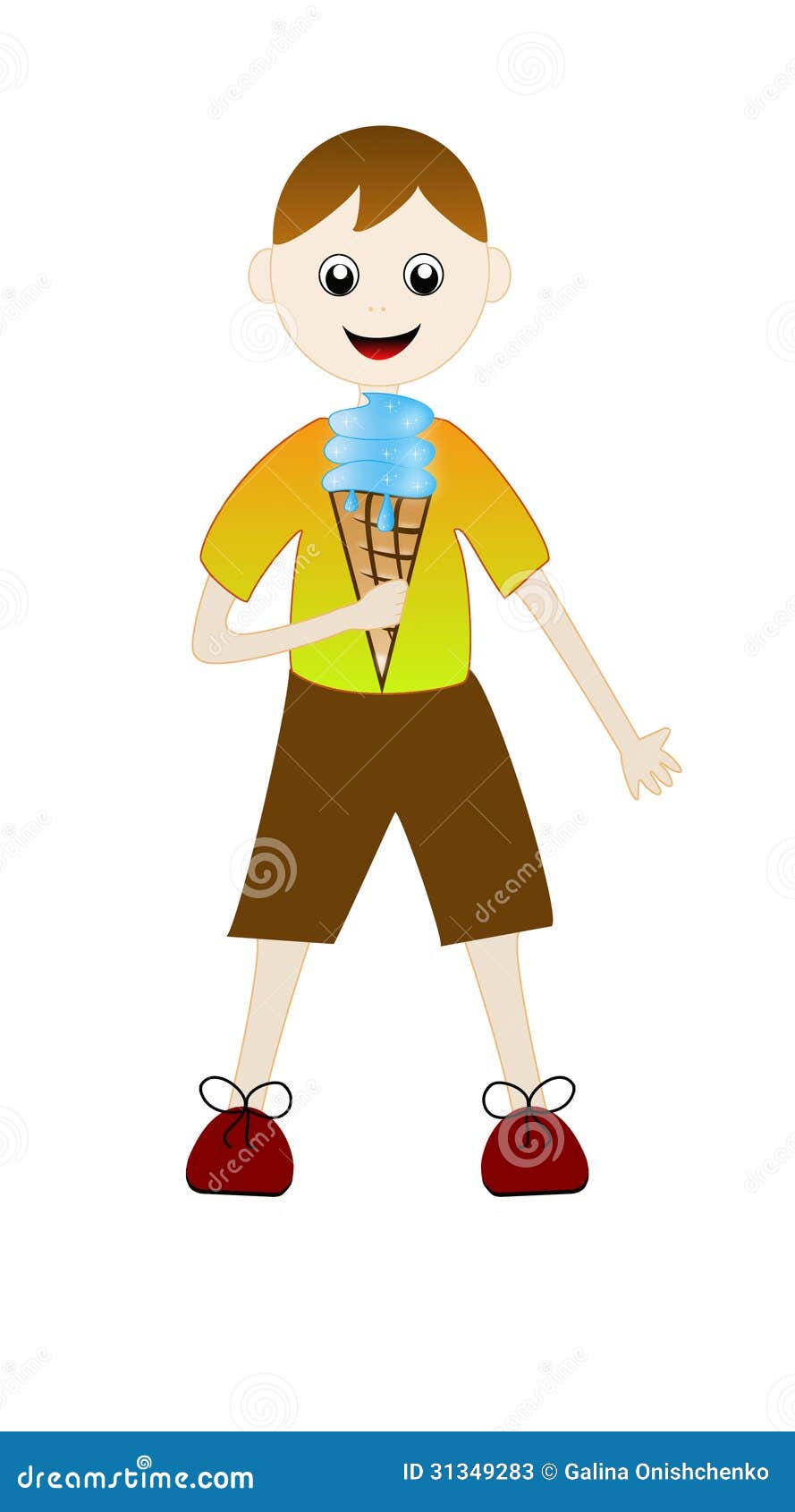 Drawn Boy with a Sweet Dessert in a Hand Stock Illustration ...