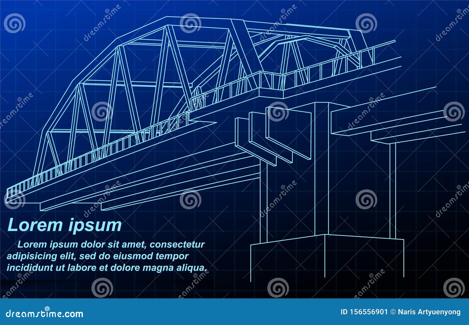 Drawn Bridge of Outline on Blueprint Background Stock Vector ...
