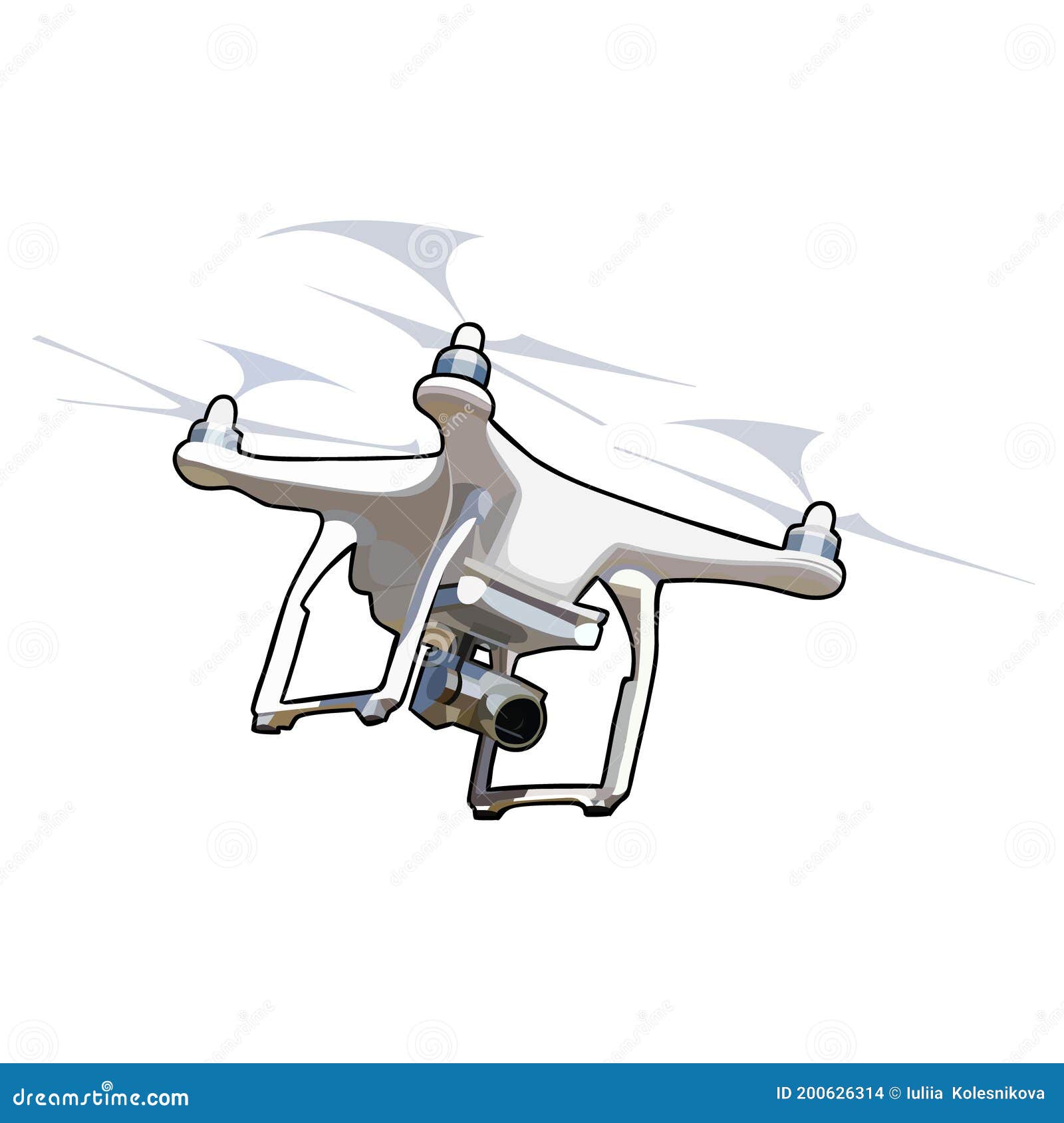 White Quadcopter With Antenna Station, Factory, And Wind Turbine ...