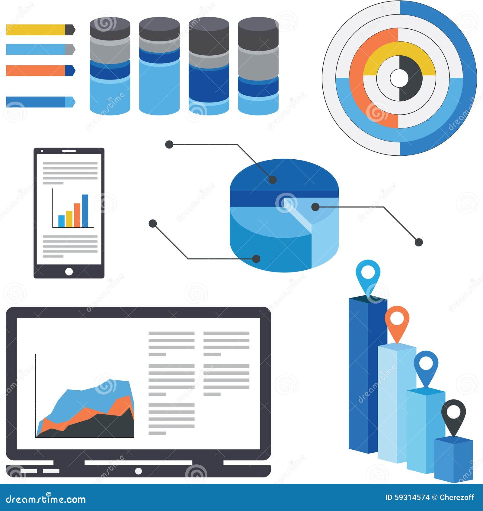 Drawn charts on white stock vector. Illustration of number - 59314574
