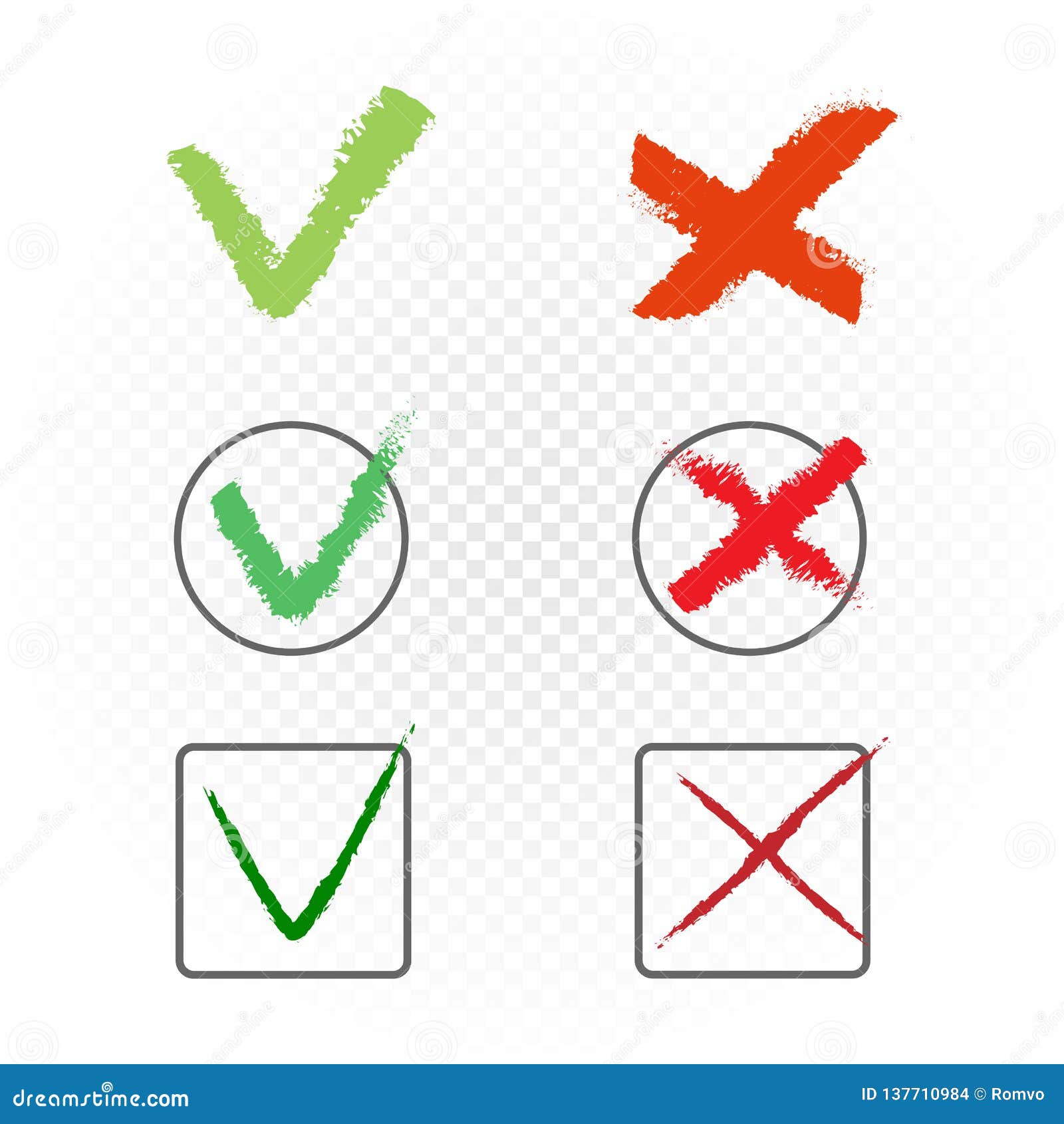 Drawn Check Marks Yes No Sign Stock Vector - Illustration of confirm ... Drawn Check Marks Yes No Sign Stock Vector - Illustration of confirm ...